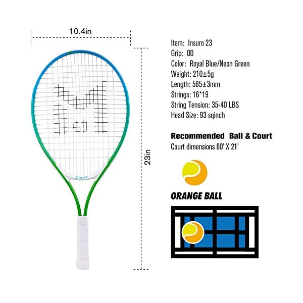 INSUM Kids Tennis Racket for Aged 2-10 Y with Strap Bag Junior Tennis ...