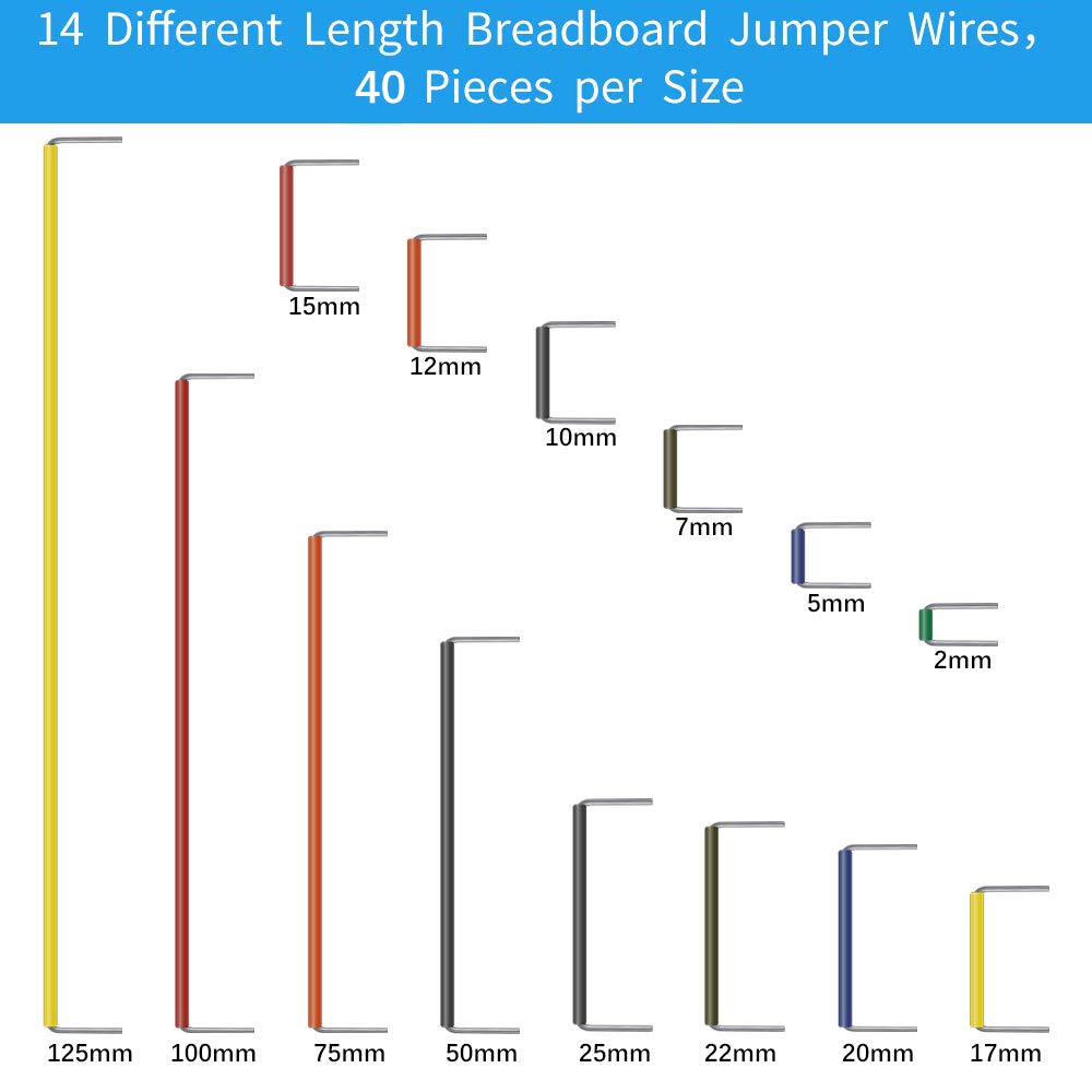 WANTOUTH 560 Pcs Jumper Wire Kit 14 Lengths Assorted Jumper Wire ...