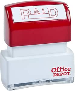 Amazon.com : Office Depot Pre-Inked Message Stamp, ""Paid"", Red ...