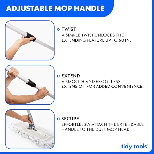 Tidy Tools Commercial Dust Mop & Floor Sweeper, 12 in. Dust Mop for Hardwood Floors, Cotton ...