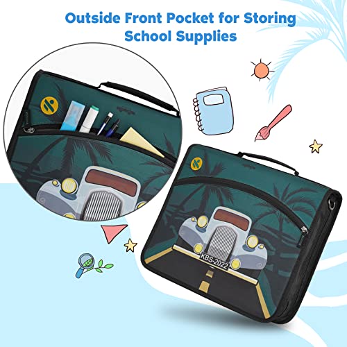 Kinbashi 3-Inch Car Zipper Binder, Round Ring Binder with Expanding ...