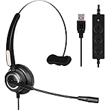 Amazon.com: TelPal Corded Noise Cancelling Monaural Headset with USB ...