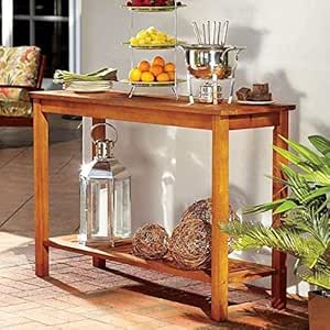 Amazon.com: Wood Console Table Outdoor Patio Furniture (Natural ...