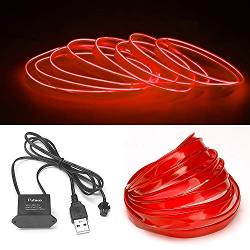 Buy USB EL Wire, 9ft EL Neon Wire Red DC 5V Neon Lights Sewable ...