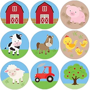Amazon.com: Barnyard Farm Animals Birthday Party Favor Labels - 180 ...