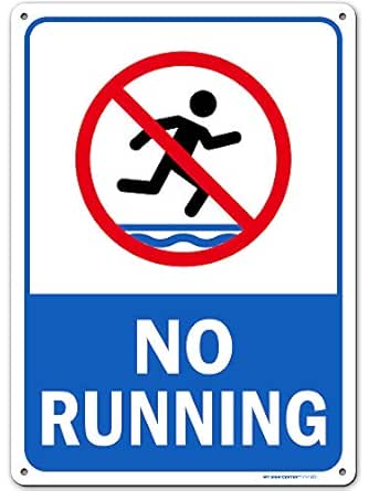 Amazon.com: No Running Pool Safety Sign, Made Out of .040 Rust-Free ...