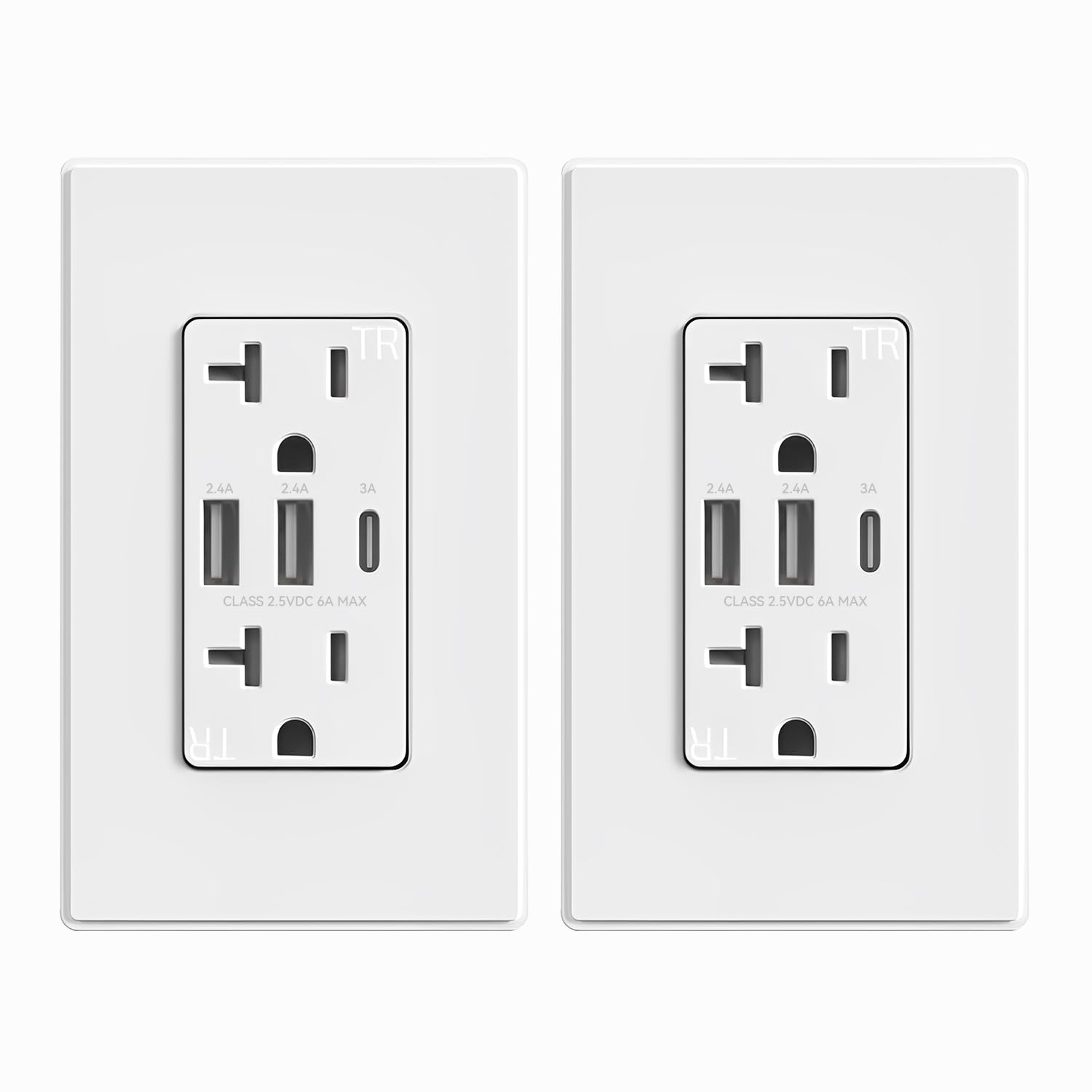 ELEGRP USB Outlets Receptacles, 3-Port USB C Wall Outlet, 30W 6.0A USB ...