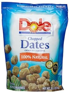 Amazon.com : Dole California Chopped Dates, 8-Ounce Pouches (Pack of 12 ...