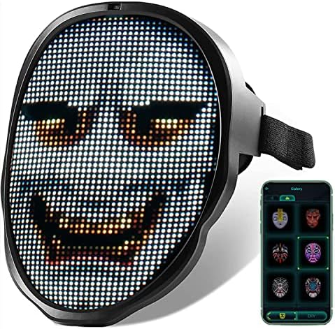 AINSKO Led Face Mask for Halloween - Programmable Digital Mask Light Up ...