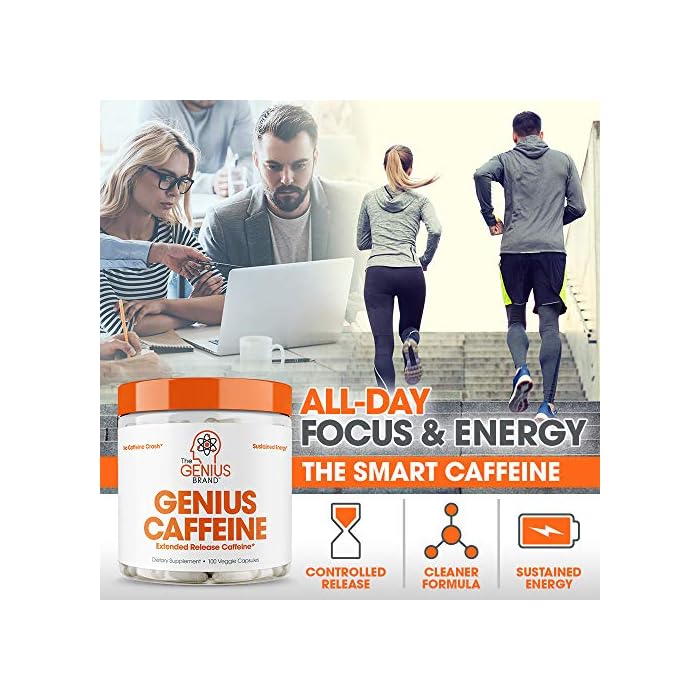 Genius Caffeine Pills 100mg, Extended-Release Microencapsulated ...