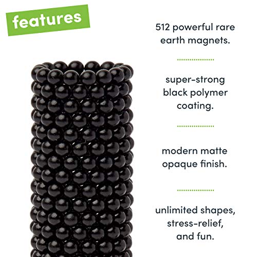 Speks Magnetic Balls - Matte Black Set of 512 (2.5mm) - Fun Stress Relief Desk Toy for Adults ...