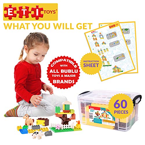ETI Toys, 60 Piece Bublu Animal Story Building Blocks. Build Talking ...
