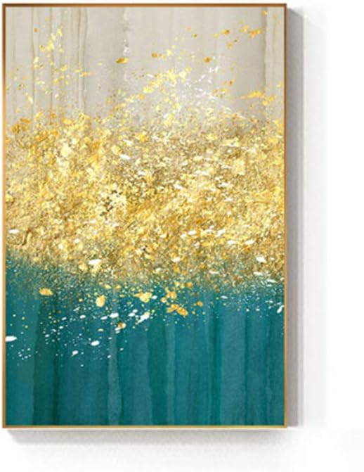 HYFBH Stampa su Tela Astratto Brillante Oro Albero Goccia Verde Poster ...