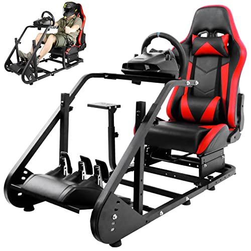Dardoo Racing Simulator Cockpit With Red Seat Racing Steering Wheel ...