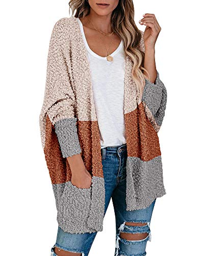 Saodimallsu Womens Chunky Popcorn Cardigan Oversized Open Front ...
