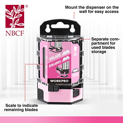 Workpro Utility Knife Blades Sk5 Steel 100-Pack With Dispenser at ...