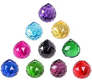 Amazon.com: MerryNine Mixed Colorful Crystal Ball Prism with Drilled ...
