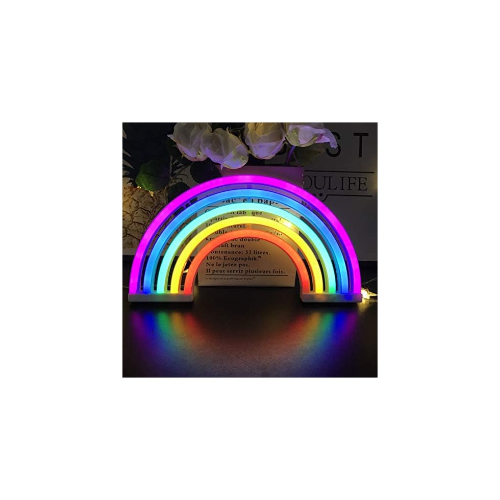 Rainbow Neon Light Sign,5 Colors-Rainbow LED Lamp Wall Sign for Cool ...
