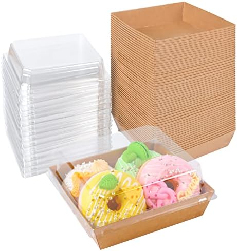Kosotody 50 Pack Charcuterie Square Boxes with Clear Lids, 5 inches ...