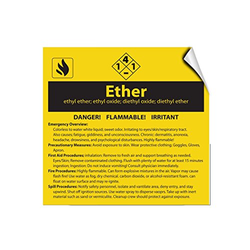 Ether Ethyl Ether Ethyl Oxide Diethyl Oxide Diethyl Ether Label ...