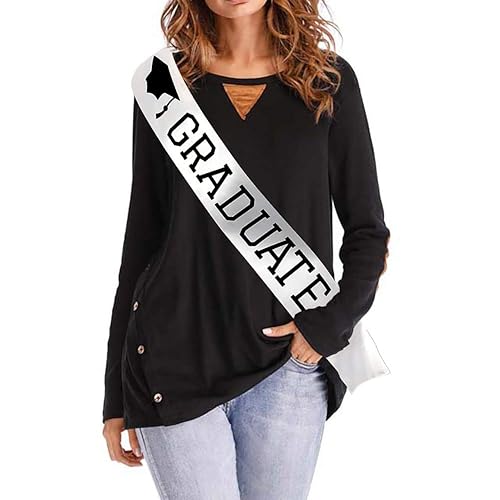 Graduate Sash - White Satin with Black Fonts - Commencement Ceremony ...
