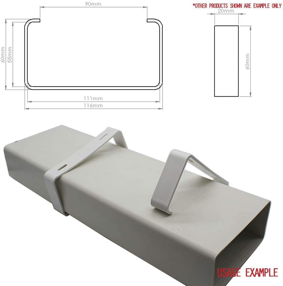 Kair Pack of 6 Rectangular Ducting Retaining Clips 110mm x 54mm Support Bracket for Plastic Flat ...