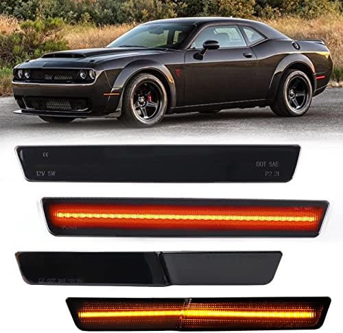 LED Amber Red Front Rear Side Marker Lights for Dodge Challenger SRT ...