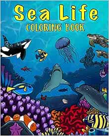 Sea Life Coloring Book: A Coloring Book For Kids Ages 4-8 Features ...
