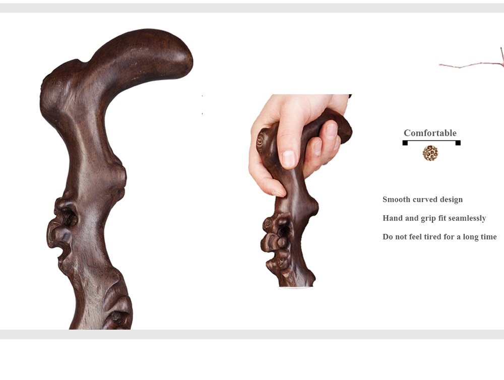 HXZXH Wood Cane with Supportive Curved Handle Gift Exquisite Carving ...