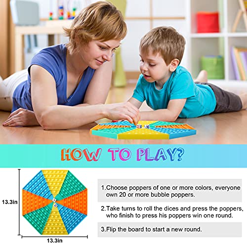 F.EASY.D Big Pop Dice Game Board Fidget Toy, Rainbow Fidget Popper Game ...