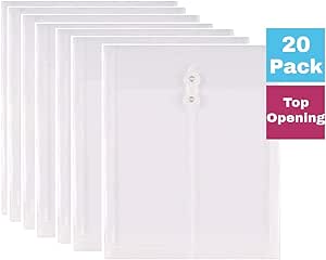 1InTheOffice Poly envelopes Clear expanded top Opening, String and Button envelopes Letter Size ...