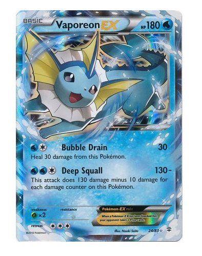 Buy Water Pokemon EX: 24/83 Vaporeon EX (Ultra Rare) MINT Pokemon Card ...