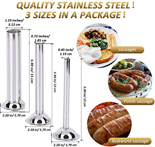 Sausage Stuffer Tubes - 3 Pieces Stainless Steel Grinder Stuffer Tubes ...