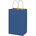 Amazon.com: bagmad 100 Pack 5.25x3.25x8 Inch Small Blue Kraft Paper ...