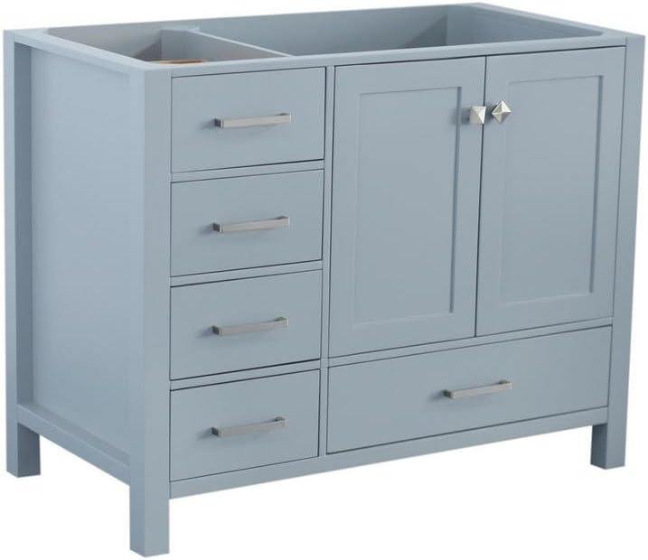DKB Beckford 42" Inch Bathroom Vanity Base Cabinet in Grey with Right ...