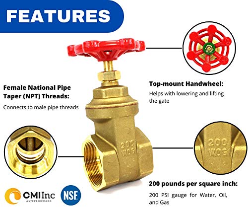 CMI Inc Brass Gate Valve 3 Inch, Potable Water Service, Non-Rising Stem ...