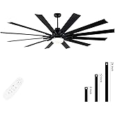 Amazon.com: 84 Inch Large Ceiling Fan with Light,12 Blades Reversible ...