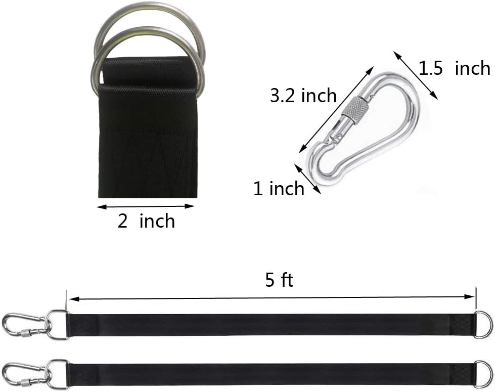 TESSLOVE Tree Swing Hanging Straps Kit Holds 2000 lbs,5ft Extra Long ...