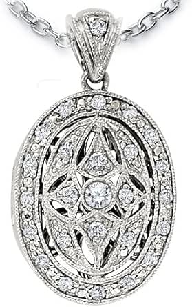 Amazon.com: Diamond Locket in Sterling Silver Antiqued with 1/4ct tw ...