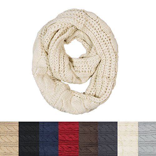 TrendsBlue Premium Winter Twist Knit Warm Infinity Circle Scarf - Diff ...