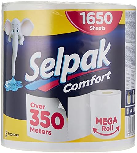 Selpak Comfort Mega Roll Kitchen Paper Towel 1666 Sheets x 2Ply, 350 ...