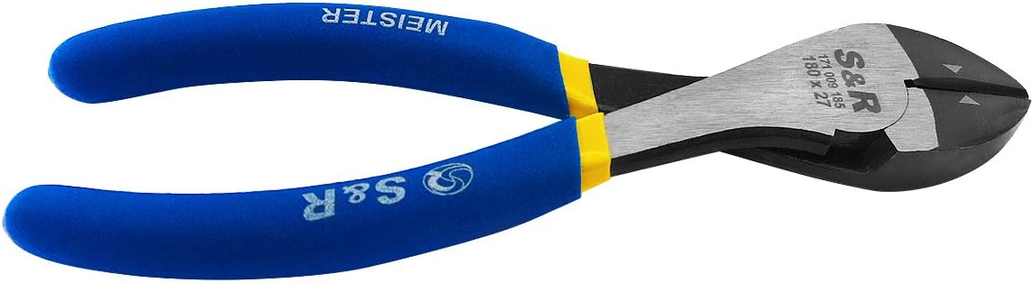S&R Heavy-Duty Side Cutters 185 x 24 MM, CR-V Steel Double-Coated ...