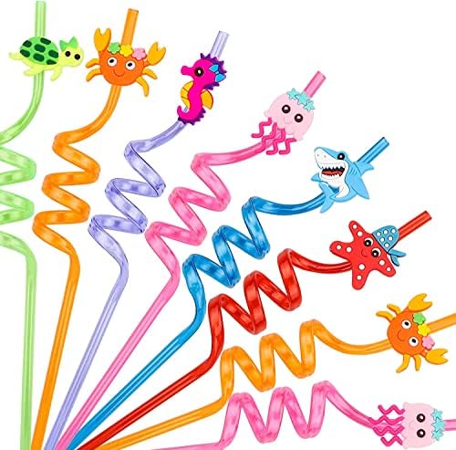 24Pcs Under the Sea Animal Straws for Sea Party Favors, Ocean Themed ...