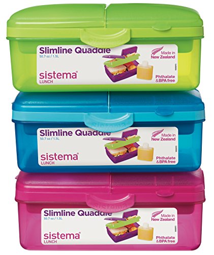 Sistema Lunch Collection Slimline Quaddie Lunch Box Food Storage ...
