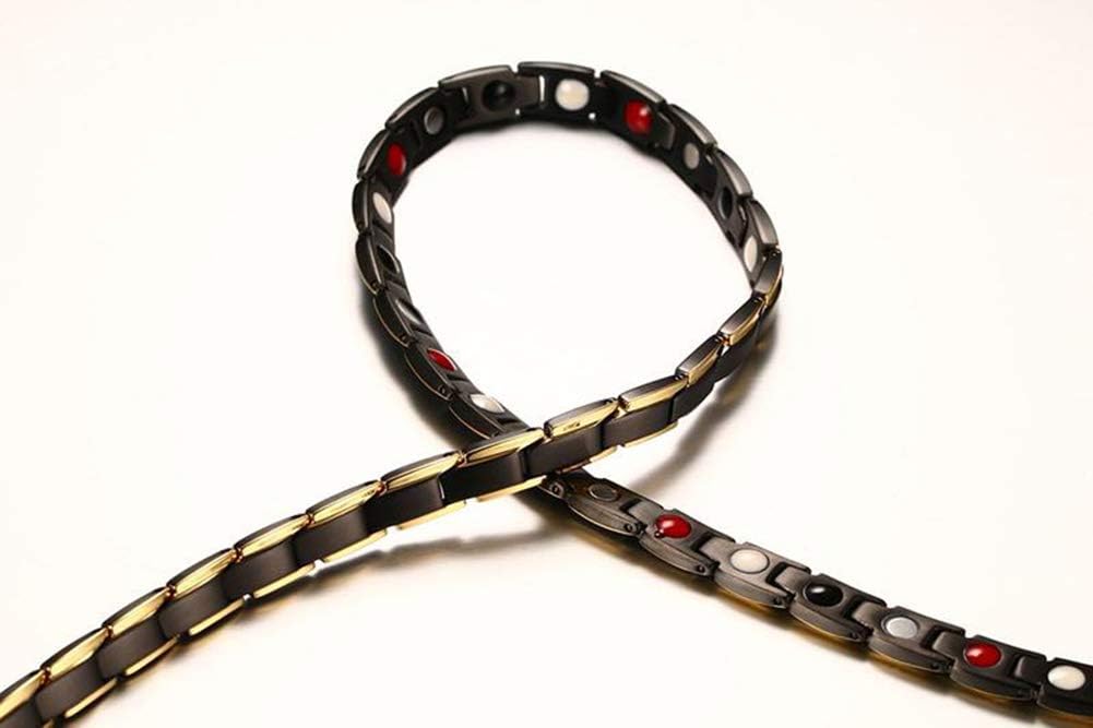Men’s Punk Black Gold Titanium Steel 4 Elements Magnetic Therapy Chain ...