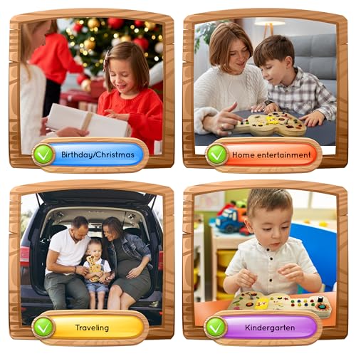 Wooden Montessori Musical Busy Board for Toddlers for 3-5 Year-Old with ...