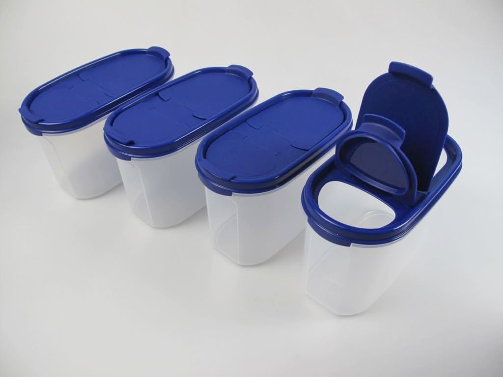 TUPPERWARE Eidgenossen 1,1 L blau mit Schütte (4) Trockenvorrat Dose ...