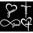 Amazon.com - Jesus Decals 4 Pack: Jesus Heart, Jesus Cross, Jesus ...