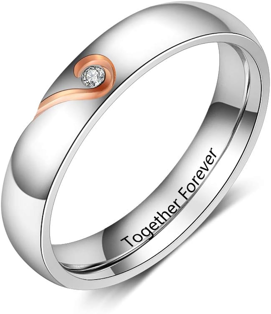 Amazon.com: Personalized Promise Rings Set Engagement Bands Rings for ...