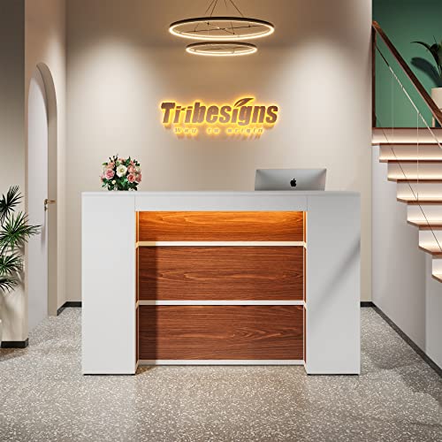 Tribesigns Reception Desk Front Desk with LED Lights for Check Out ...